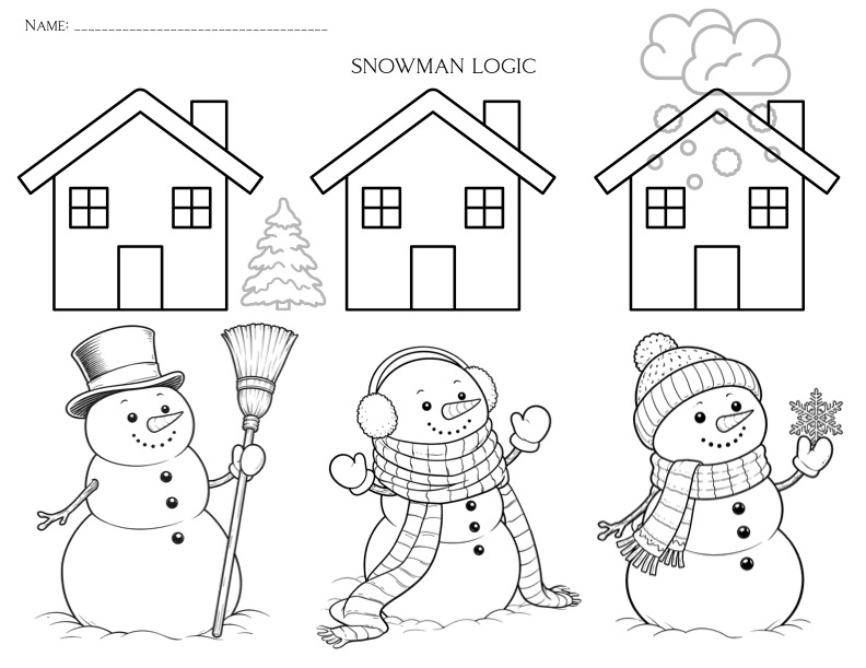 Snowman Logic for Littles (K-1) - Big Ideas for Little Scholars